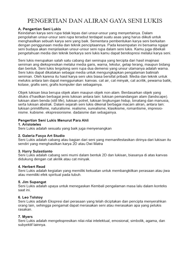 Aliran dan Gaya dalam Seni Lukis | PDF | Fiksi Umum