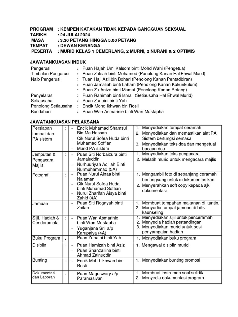 Program Kempen Katakan Tidak Kepada Gangguan Seksual | PDF