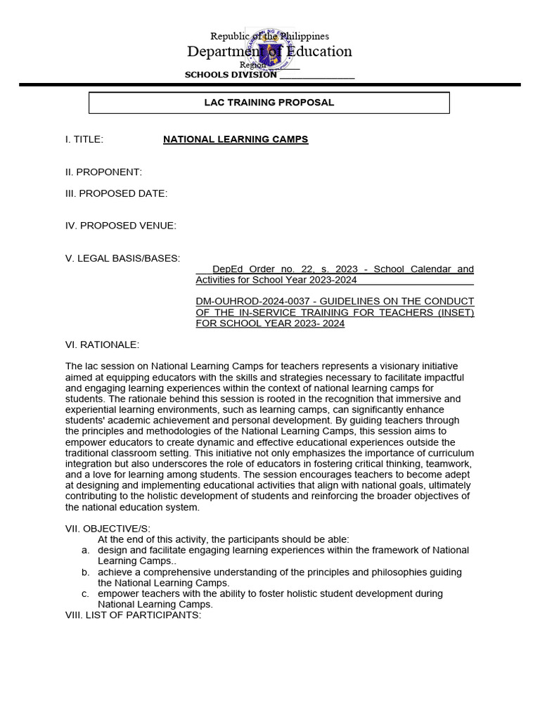 National Learning Camps | PDF | Learning | Teachers