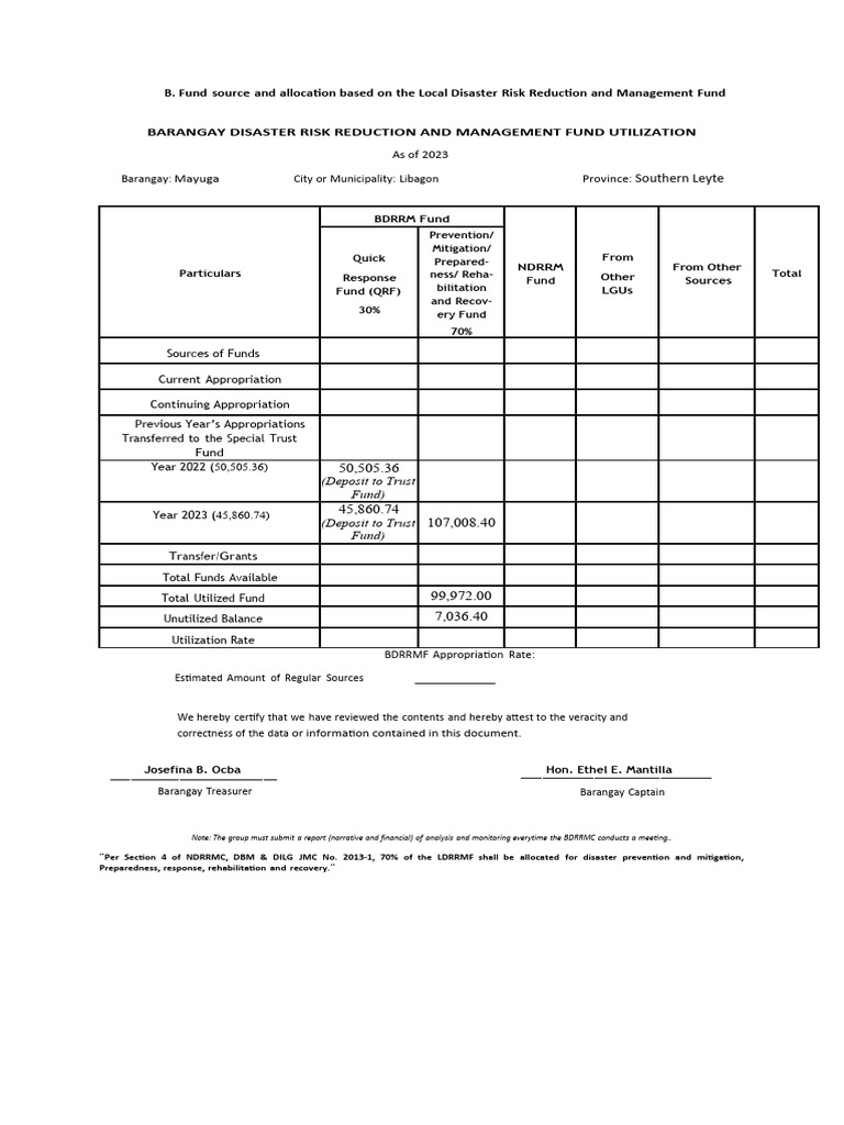 BDRRM Fund Utilization Overview 2023 | PDF