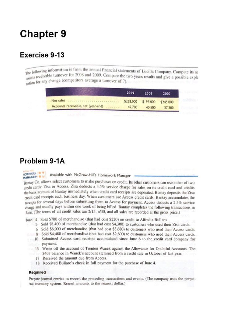 Chapter 9 - Exercises | PDF | Bad Debt | Cost Of Goods Sold