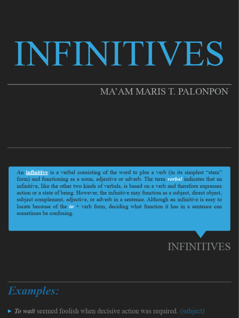 Understanding Infinitives and Their Functions | PDF | Verb | Adverb
