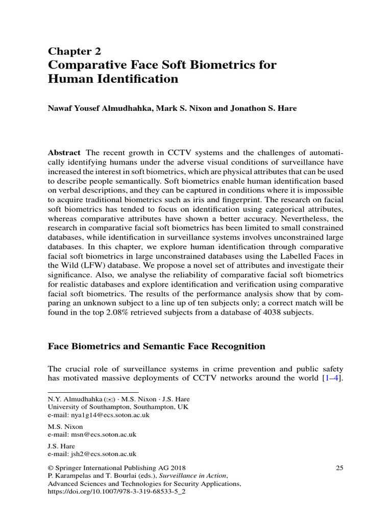Comparative Face Soft Biometrics For Human Identification | PDF | Biometrics | Face
