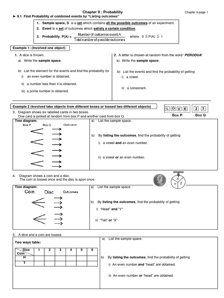 Page 1 To 9 Chapter 9 Probability Form 4 | PDF | Probability Theory | Probability