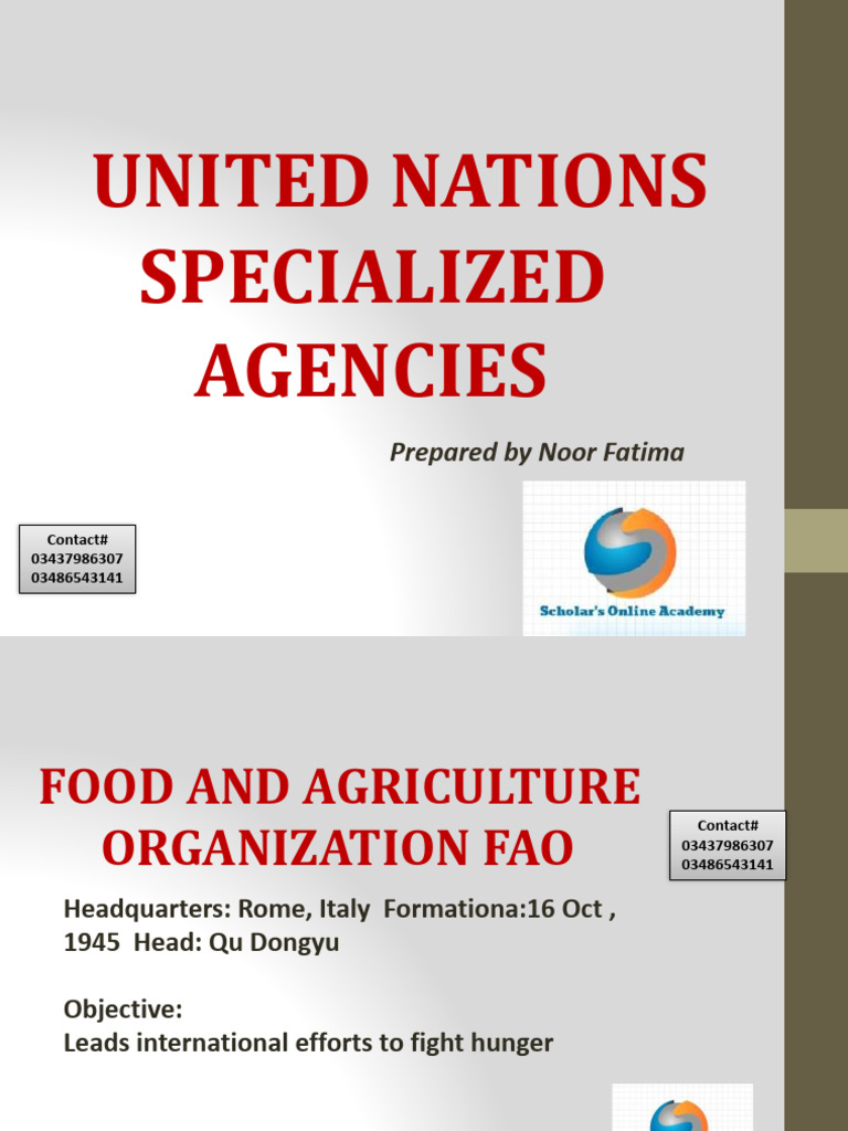 United Nations Specialized Agencies (2) - 1 | PDF | Global Politics ...
