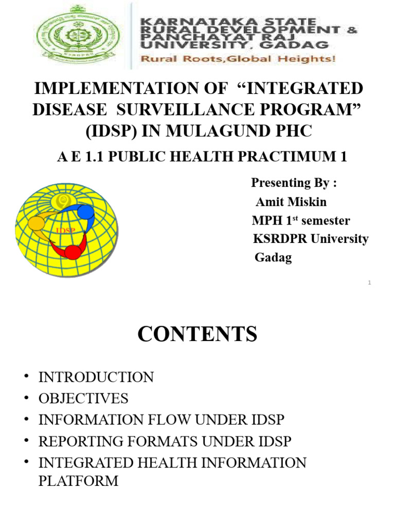 Integrated Disease Surveillance Program (Idsp) Ae 1.1 Public Health Practimum | PDF | Health ...