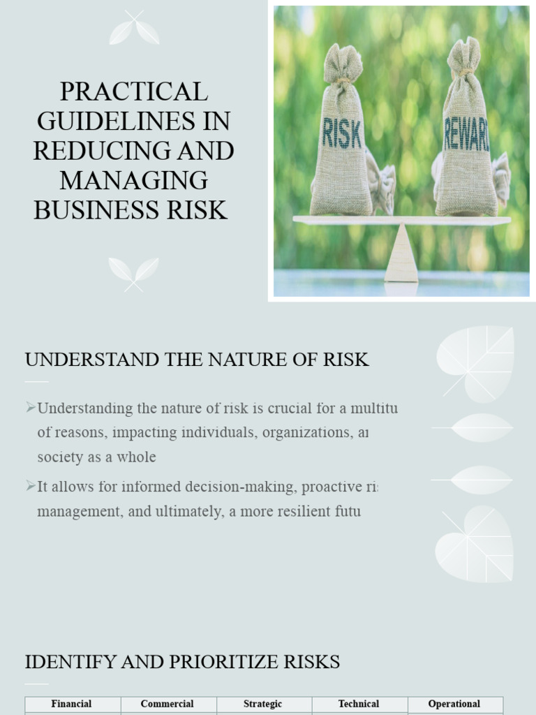 Practical Guidelines in Reducing and Managing Business Risk | PDF ...