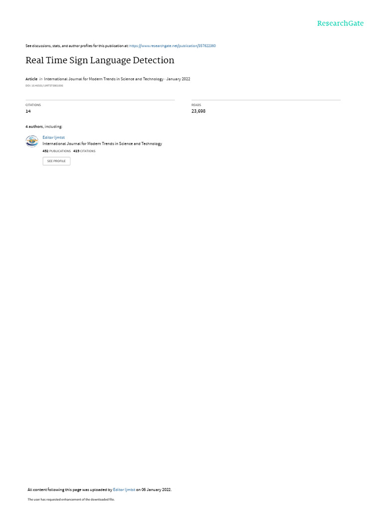 Sign Language Paper | PDF | Artificial Neural Network | Computer Vision