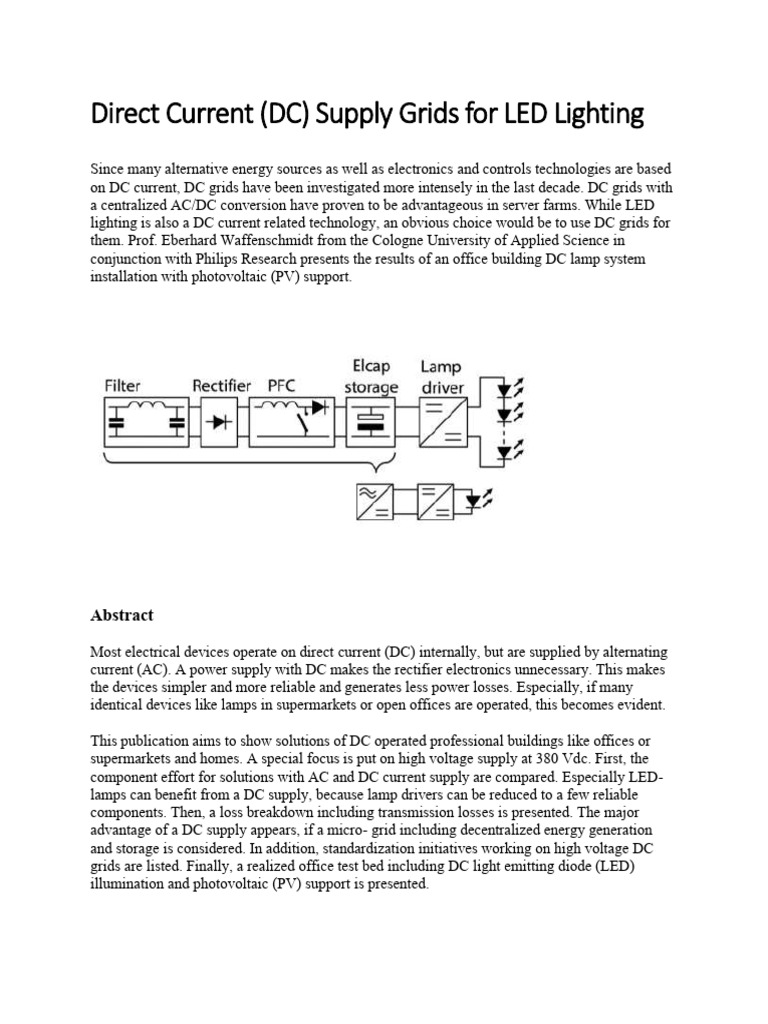 Direct Current (DC) Supply Grids For LED Lighting | PDF | Rectifier | Direct Current