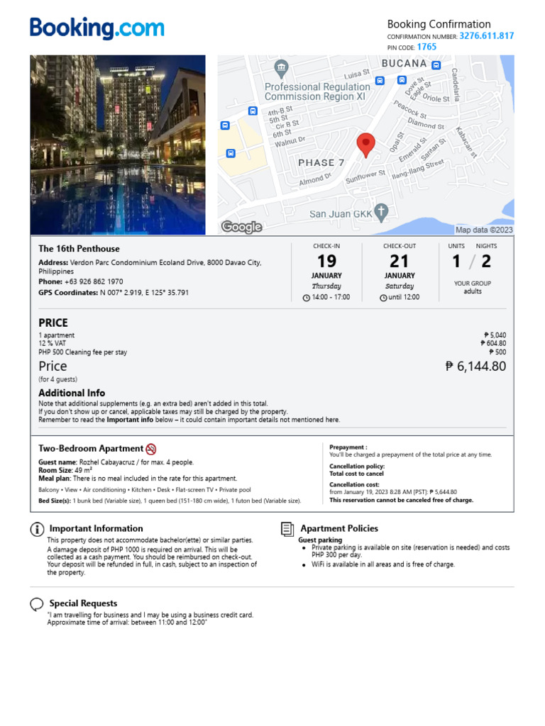 Confirmation | PDF | Apartment | Payments