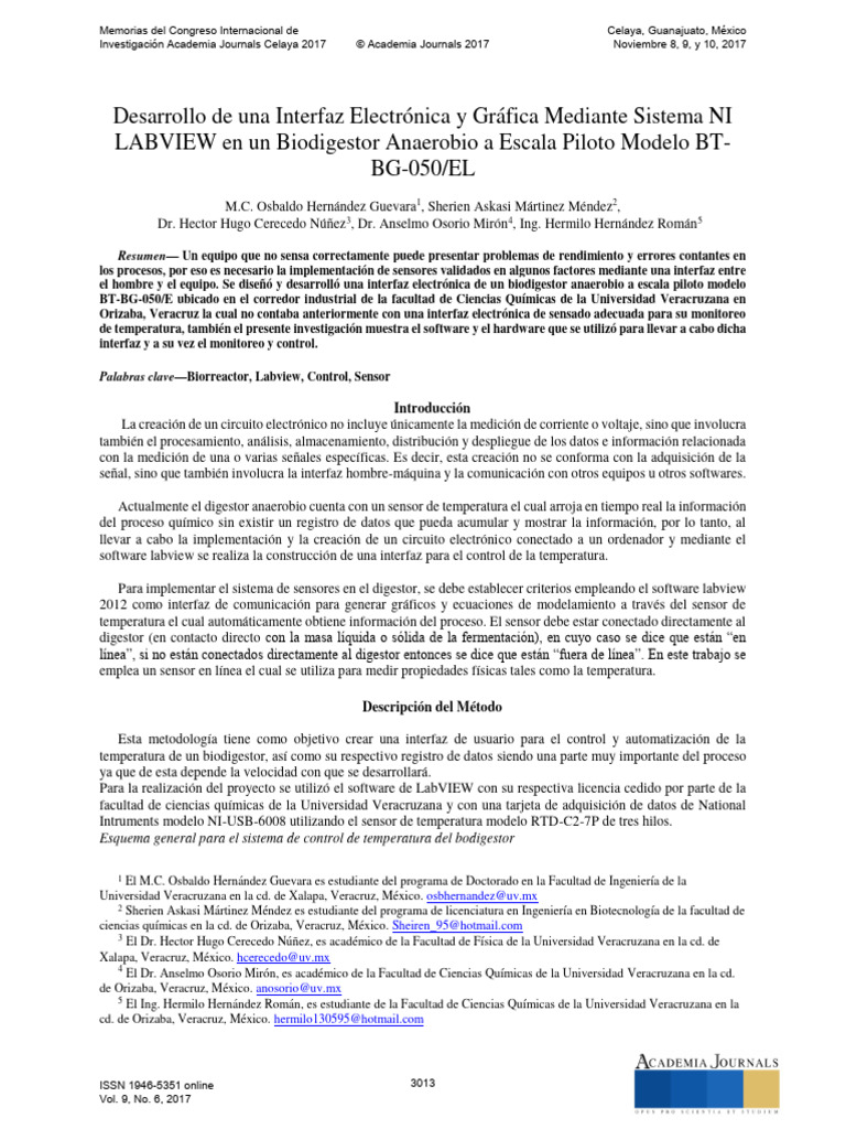 Interfaz LabVIEW para Biodigestor Anaerobio | PDF | Electrónica ...