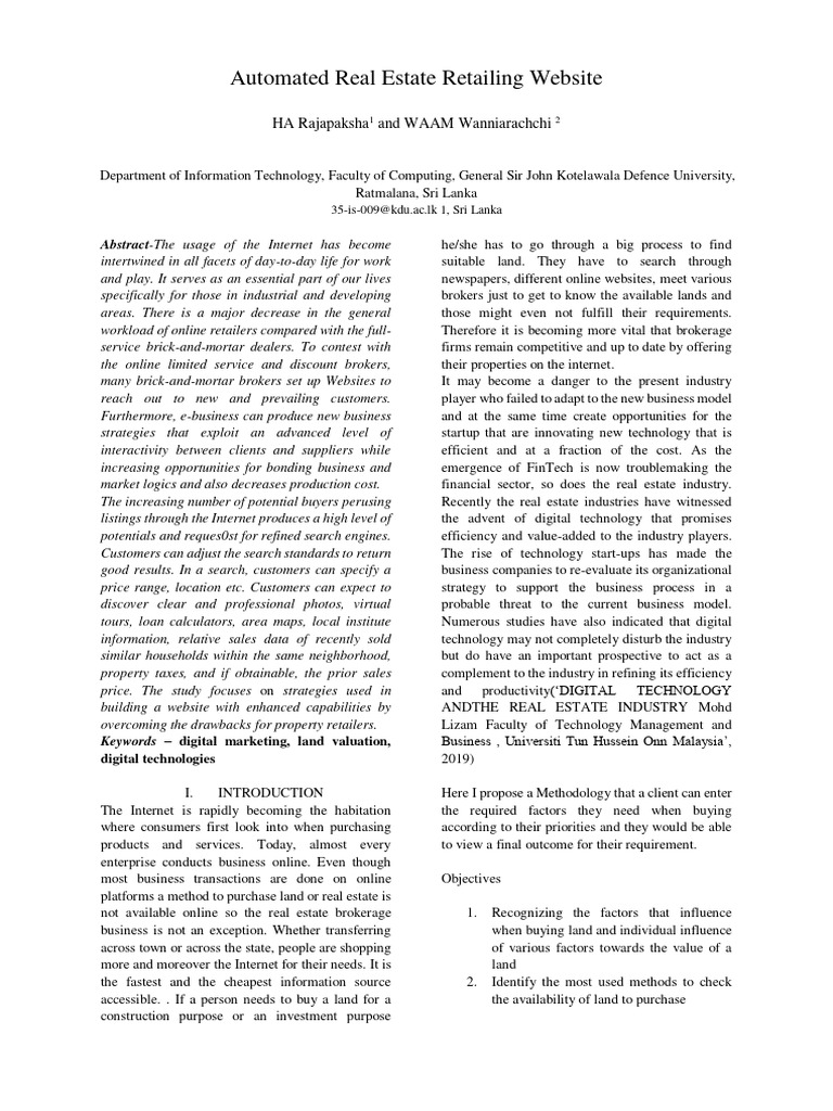 Automated Real Estate Retailing Website | PDF | Real Estate Appraisal ...