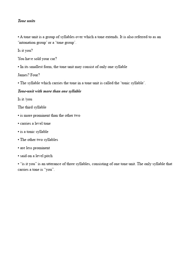 Tone Units | PDF