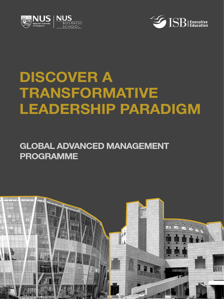 The Brochure For The Global Advanced Management Programme by ISB and ...