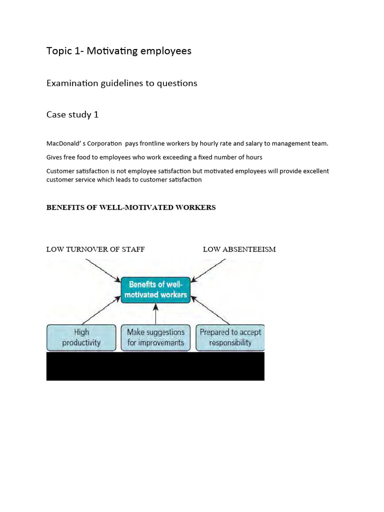 Guidelines to Business studies quiz - Motivating employees | PDF ...