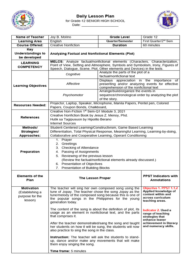 COT Demo 2024-Final | PDF | Teachers | Learning