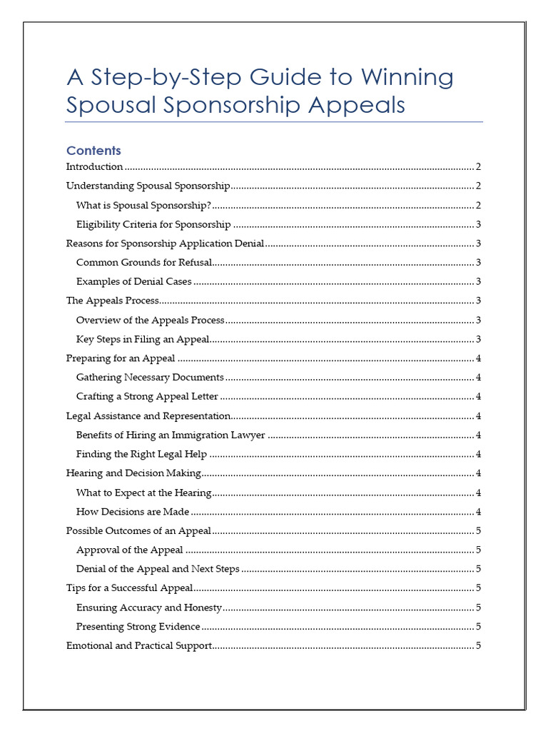 A Step-By-Step Guide To Winning Spousal Sponsorship Appeals | PDF ...