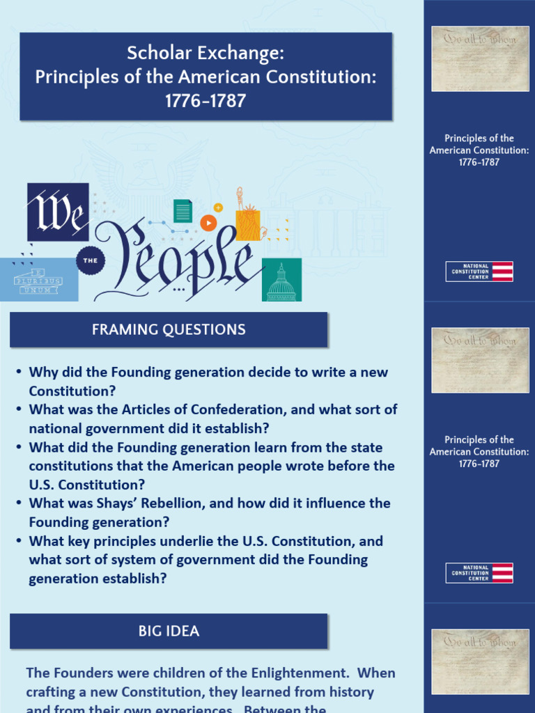 Principles of the U.S. Constitution: 1776-1787 | PDF | The Federalist ...