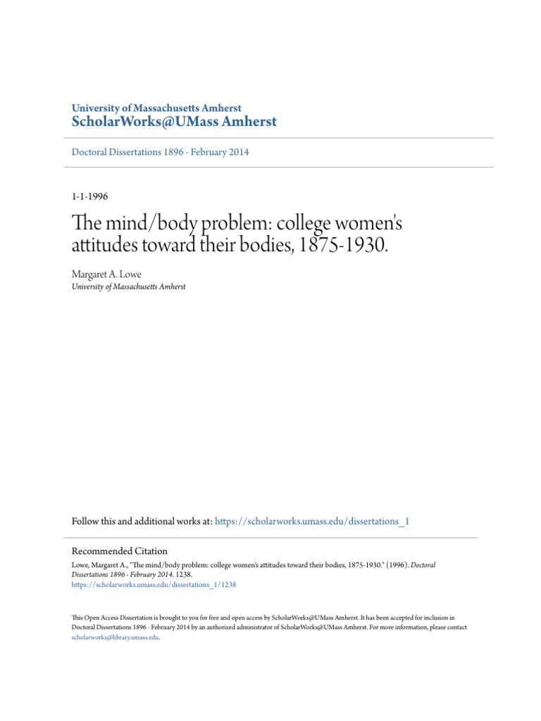 The Mind - Body Problem - College Womens Attitudes Toward Their Bod ...