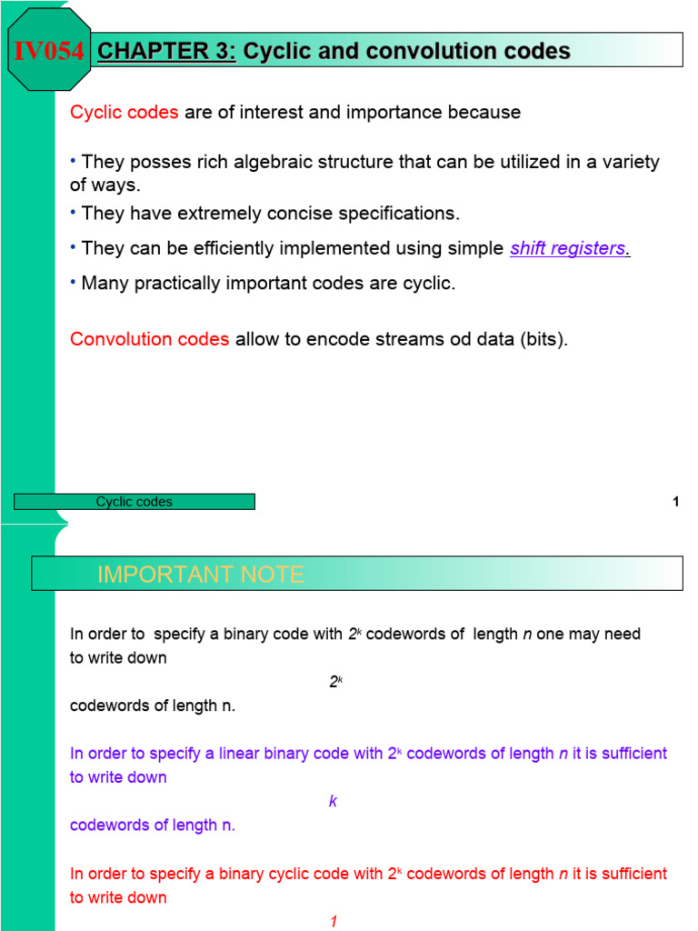 CHAPTER 03 - Cyclic Codes | PDF | Computer Science | Discrete Mathematics