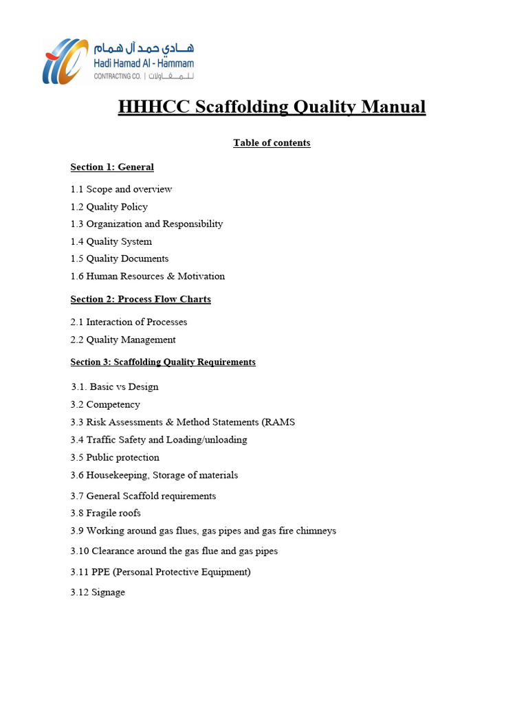 Scaffolding Quality Management Manual | PDF | Quality Management ...