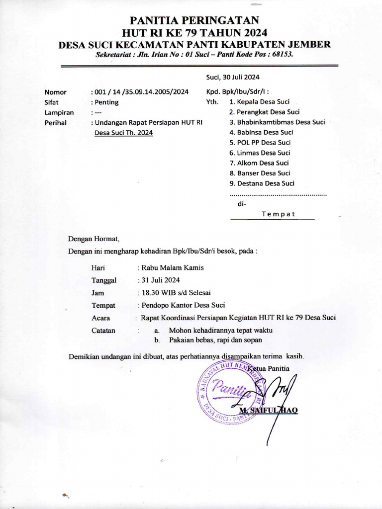 Und Panitia Persiapan Giat 2024 | PDF