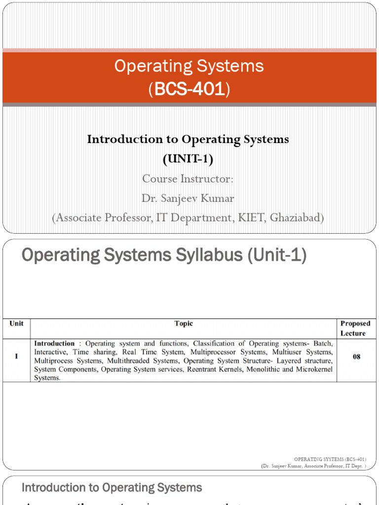 Unit-1 OS KCS-401 | PDF | Operating System | Kernel (Operating System)