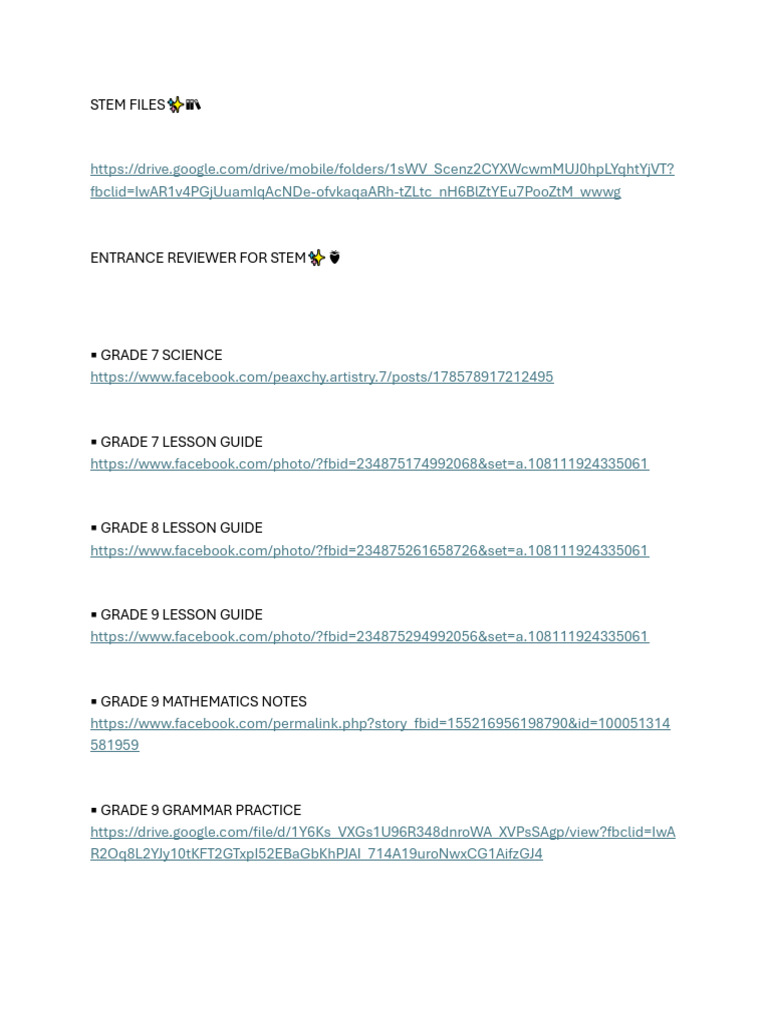 Stem Reviewers For g11 | PDF | Science | Mathematics