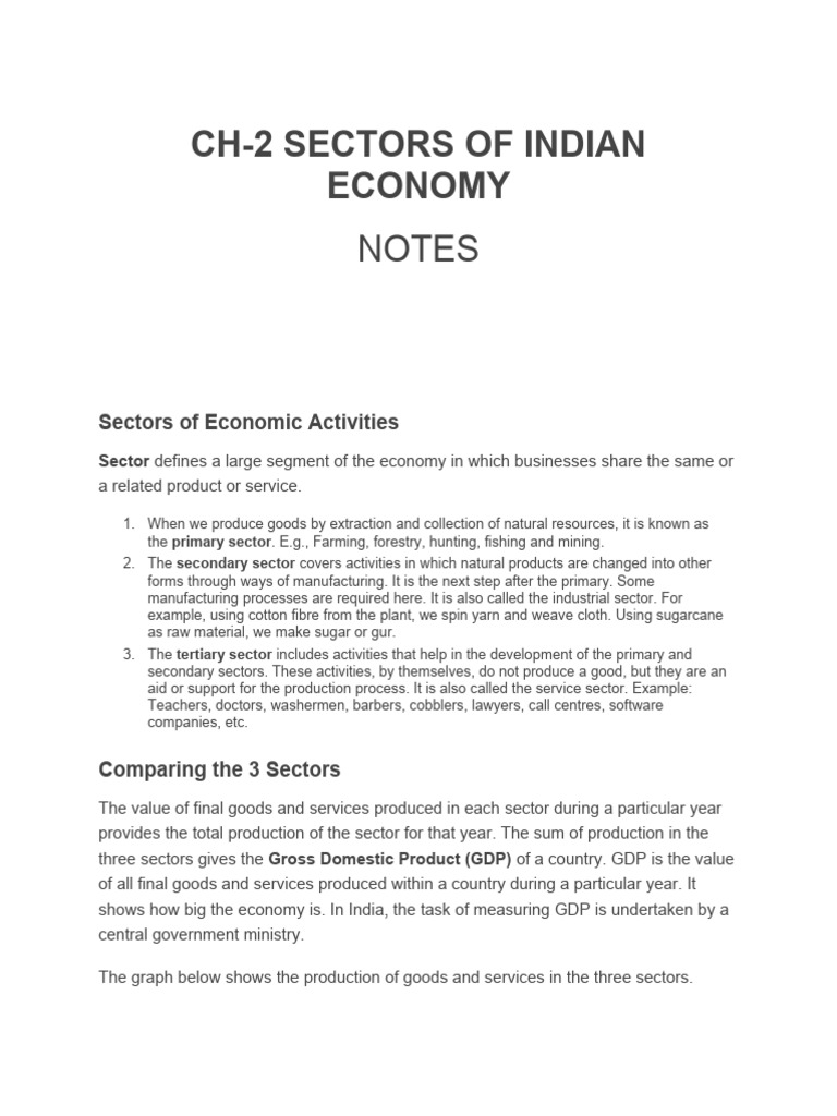 CH - 2 Sectors of Indian Economy Notes - Docx 2345678 | PDF ...