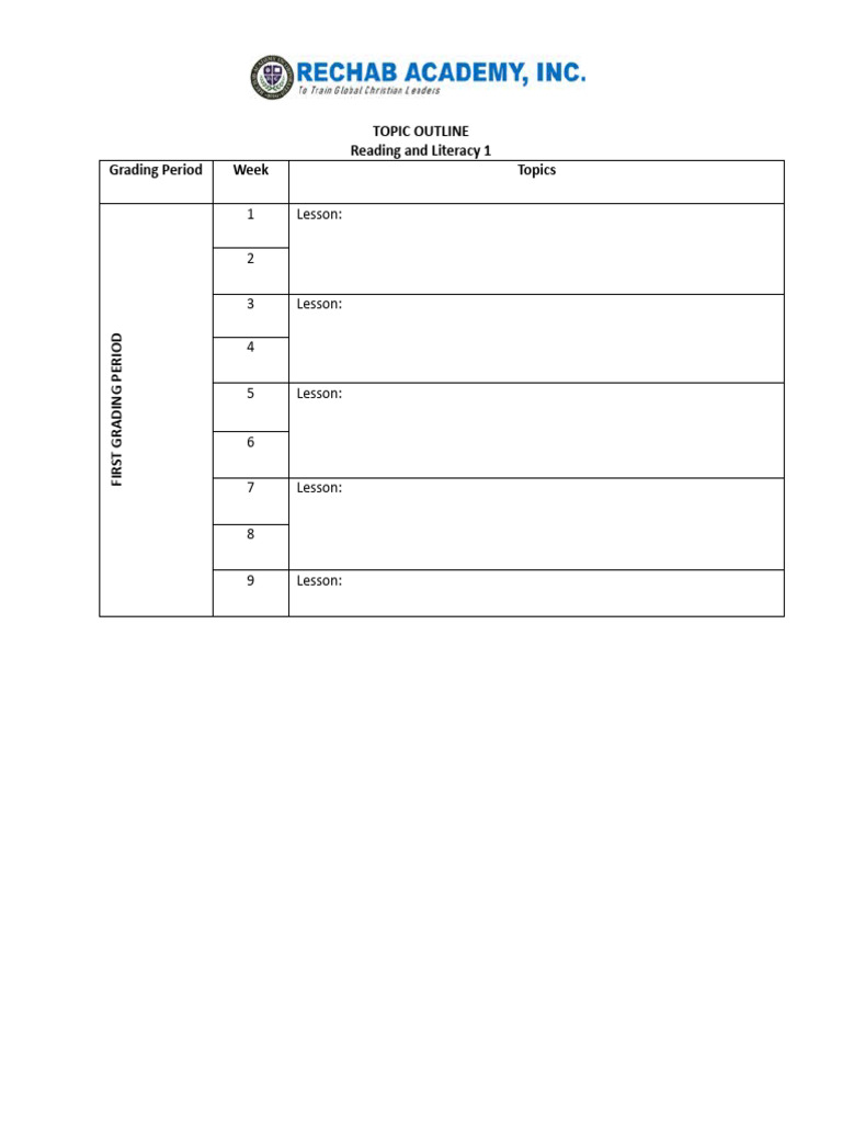 Reading and Literacy Curriculum Outline | PDF