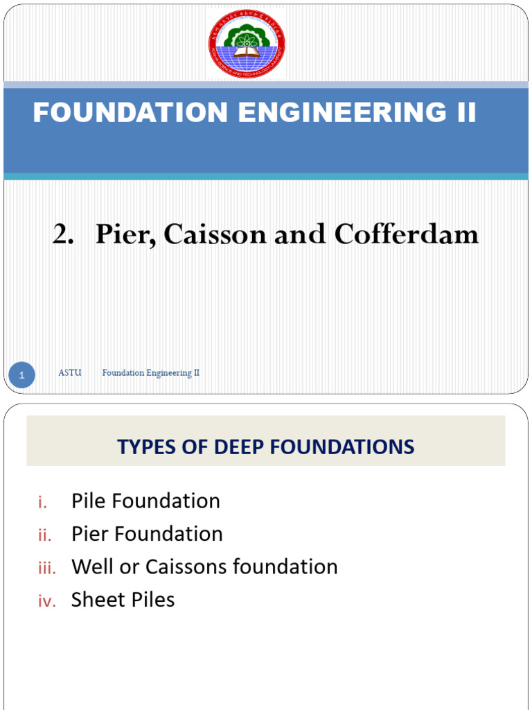 CHAPTER - 2 Pier, Caisson and Cofferdam | PDF | Deep Foundation | Foundation (Engineering)