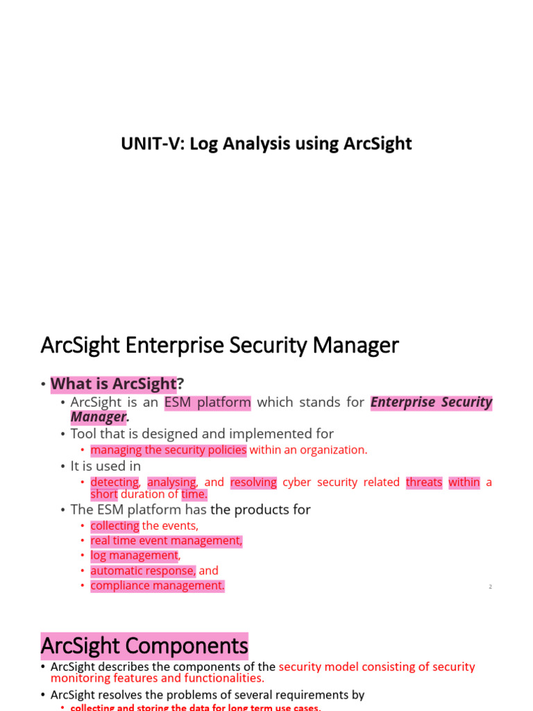 UNIT-V Log Analysis Using ArcSight | PDF | Computer Network | Ip Address