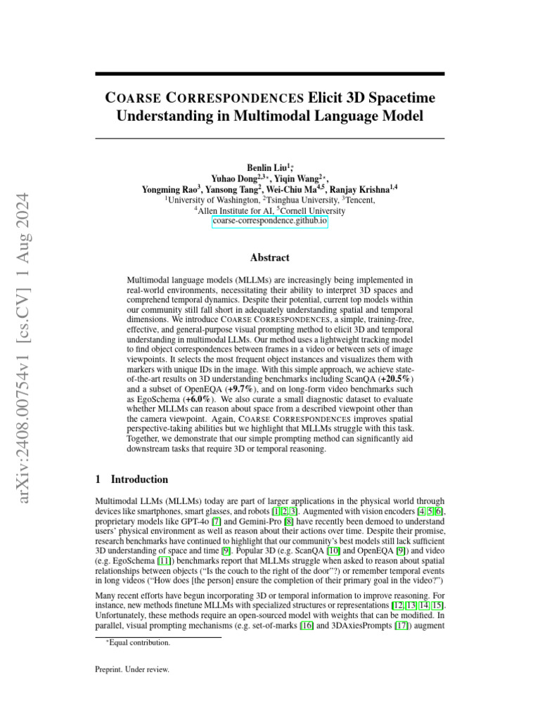 C C Elicit 3D Spacetime Understanding in Multimodal Language Model | PDF | Image Segmentation ...