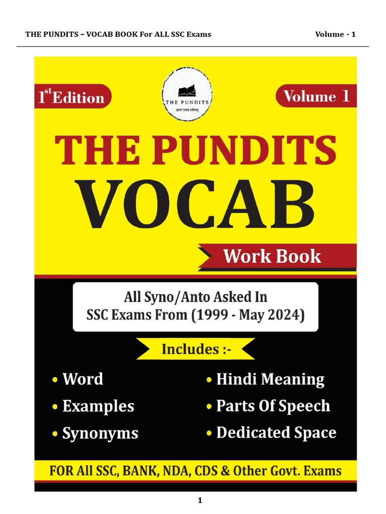 Day 15 - The Pundits Vocab Book | PDF
