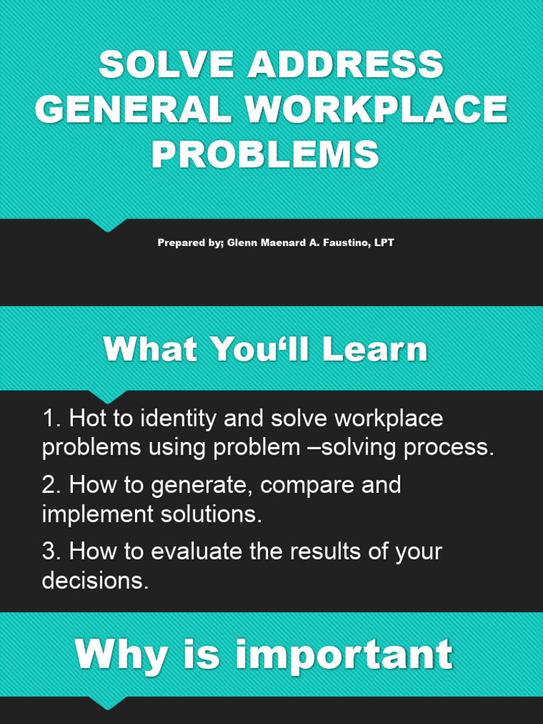 Lesson 3 Solve Address General Workplace Problems | PDF | Brainstorming ...