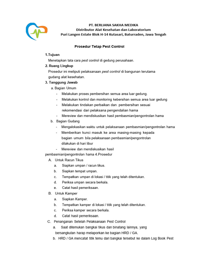 Prosedur Tetap Pest Control | PDF | Sains & Matematika
