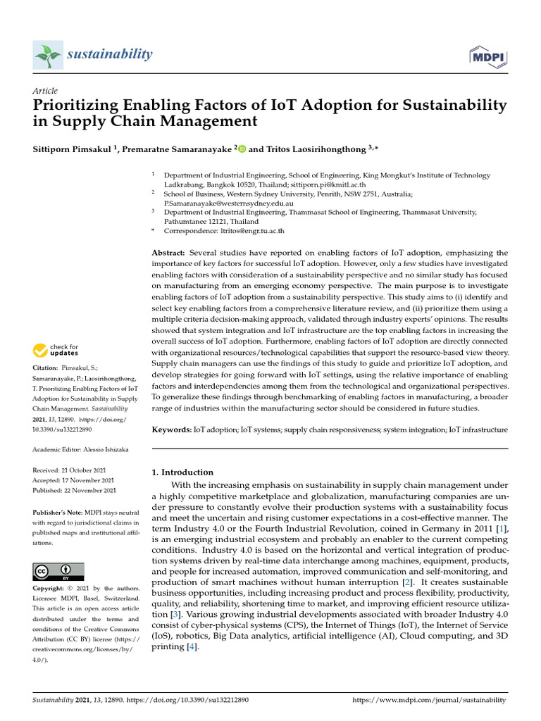 02 (ARTICLE) 2021 Pimsakul - Prioritizing Enabling Factors of IoT ...