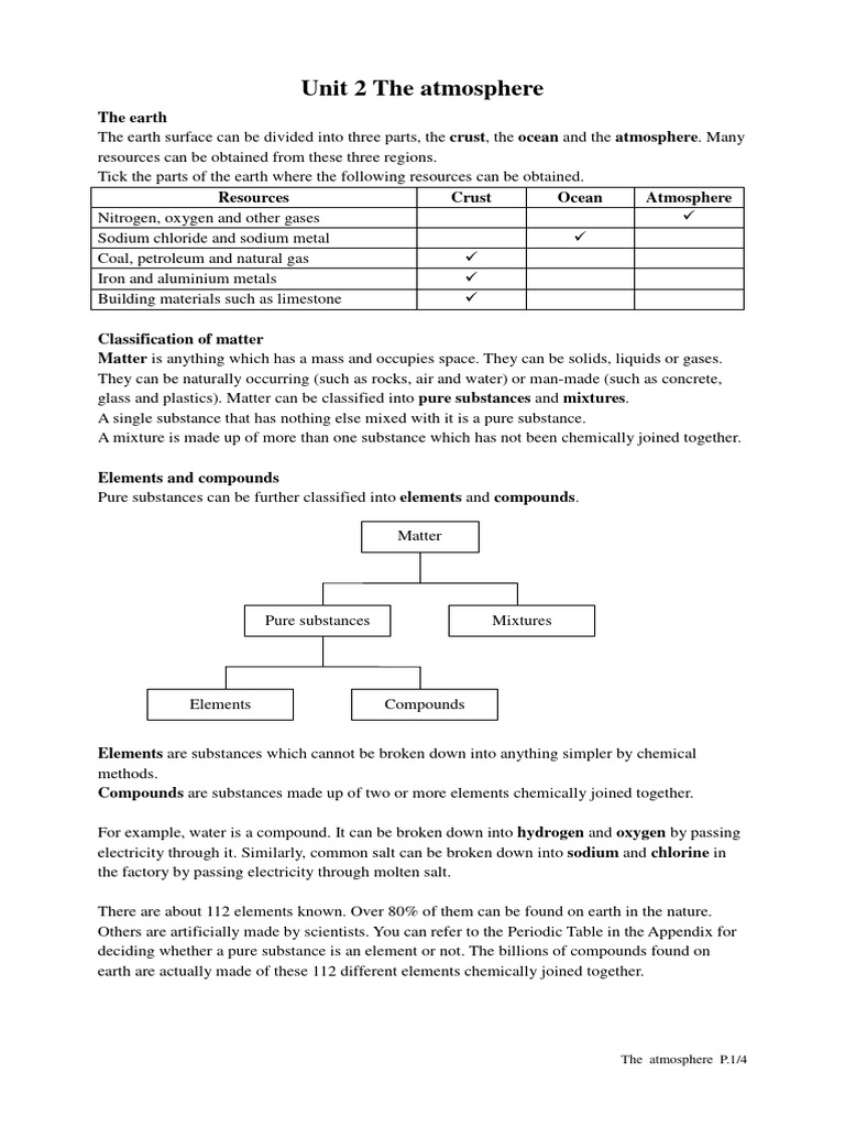 Understanding Earth's Atmosphere and Matter | PDF | Chemical Substances ...