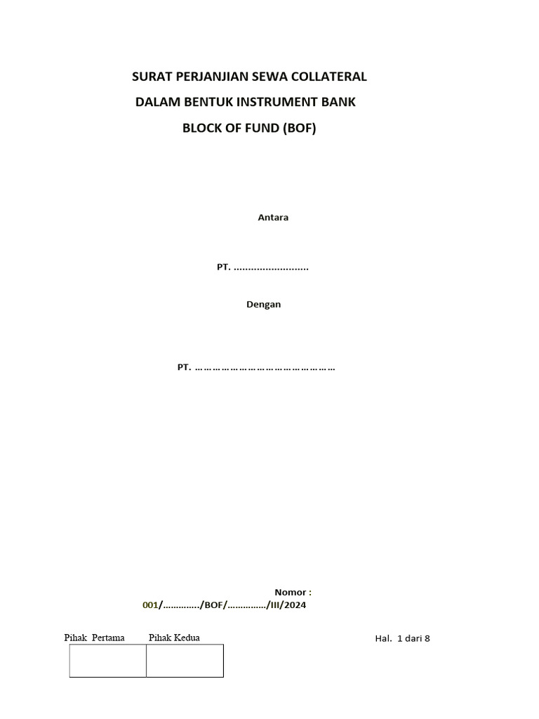 Surat Perjanjian Sewa Collateral | PDF