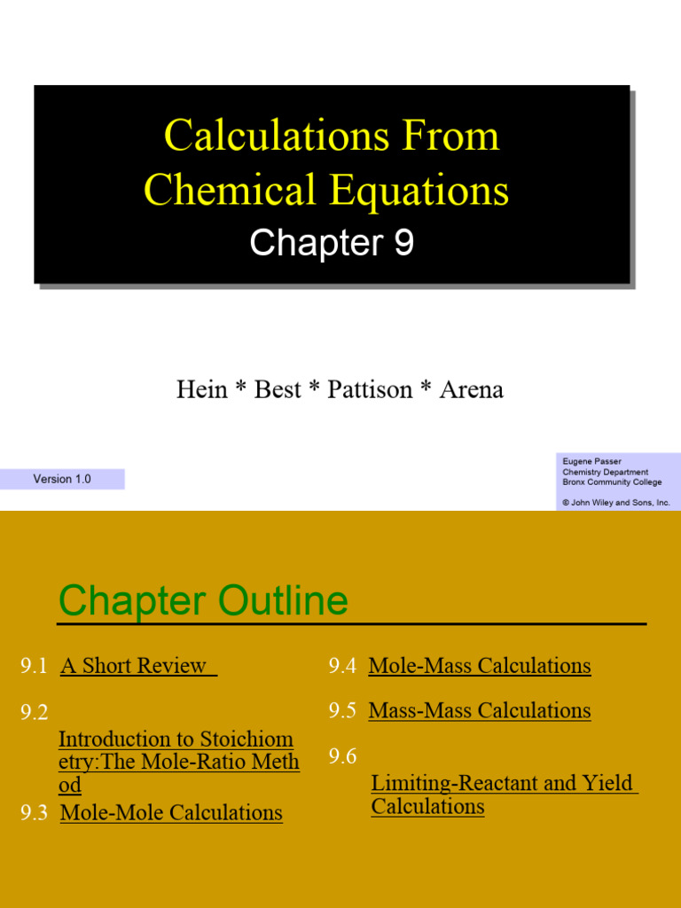 2 Ch09 Stoic | PDF | Mole (Unit) | Stoichiometry