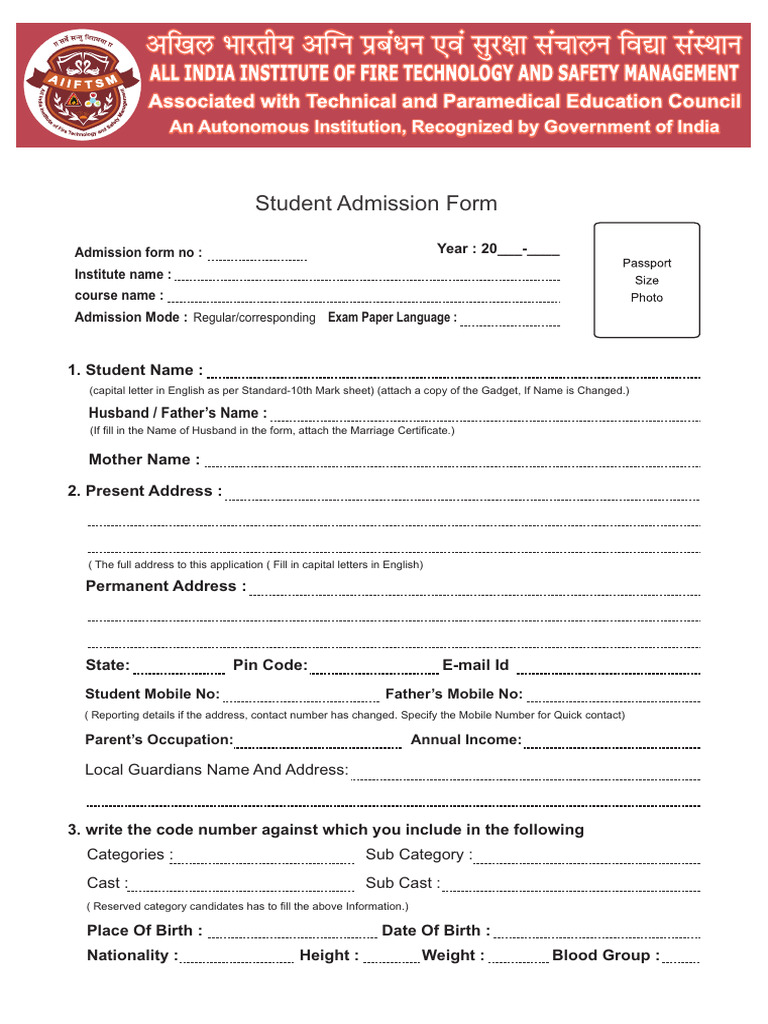 AIIFTSM Admission Form-New 27.08 | PDF | Birth Certificate | Justice