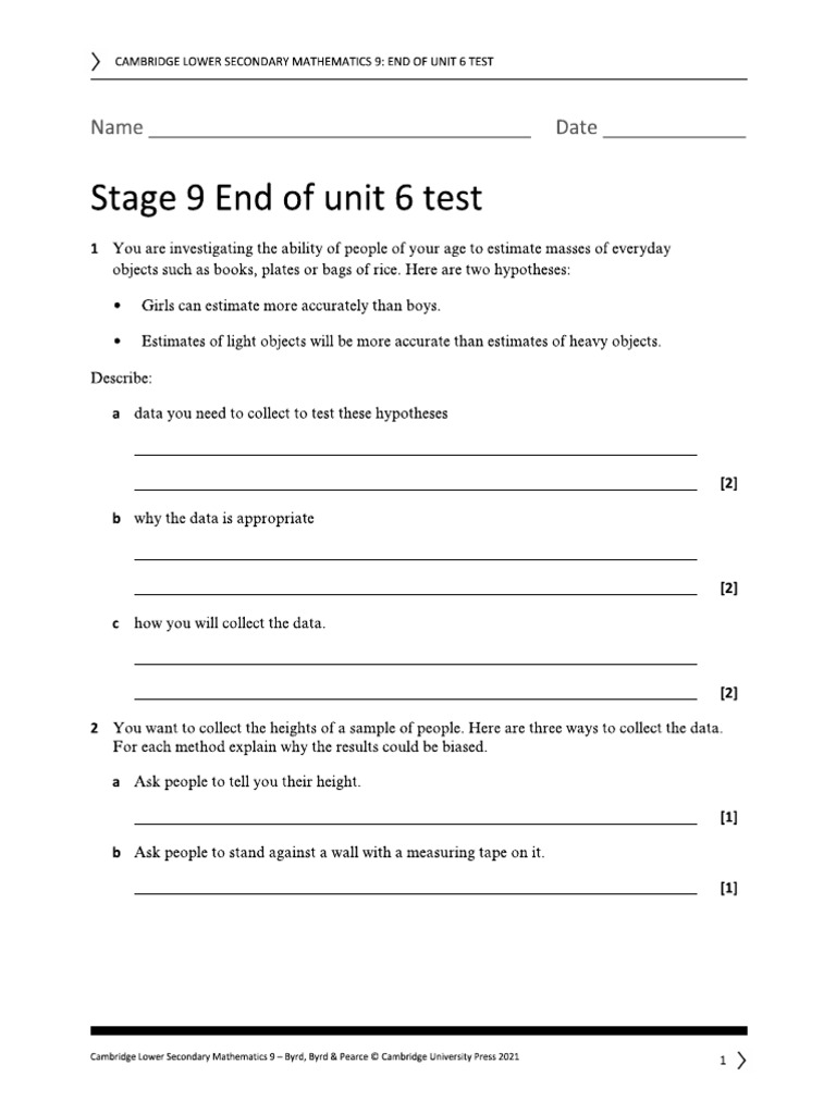 End of Unit Test - U6 | PDF