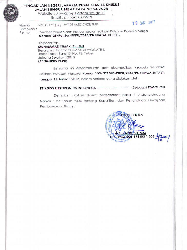 Putusan Pailit KGEO | PDF