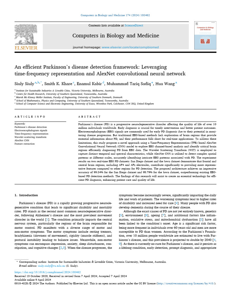 2024 An Efficient Parkinson's Disease Detection Framework - Leveraging ... 2024 An Efficient Parkinson's Disease Detection Framework - Leveraging ...