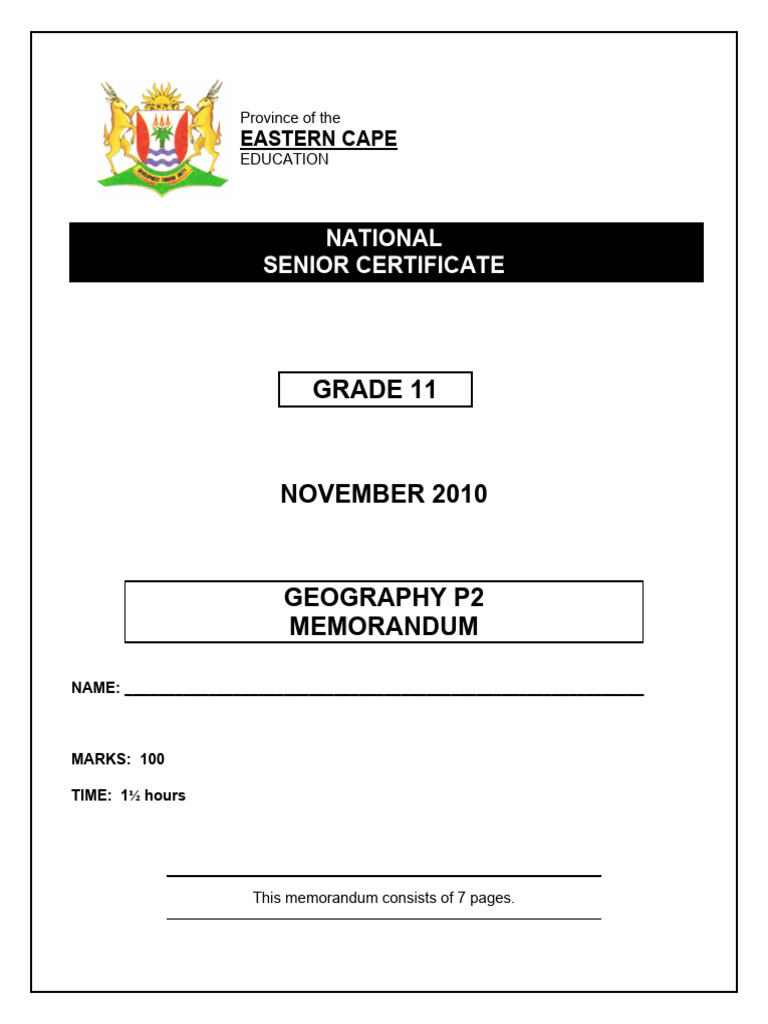GEO P2 ENG Memo GR12 2010paarl | PDF | Geographic Information System | Geography