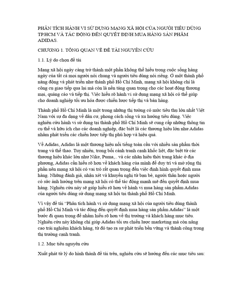 Phân Tích Hành Vi S D NG M NG Xã H I C A Ngư I Tiêu Dùng TP | PDF