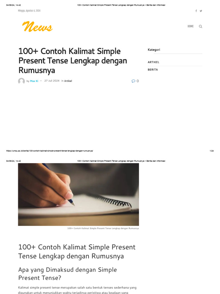 100+ Contoh Kalimat Simple Present Tense Lengkap Dengan Rumusnya ...