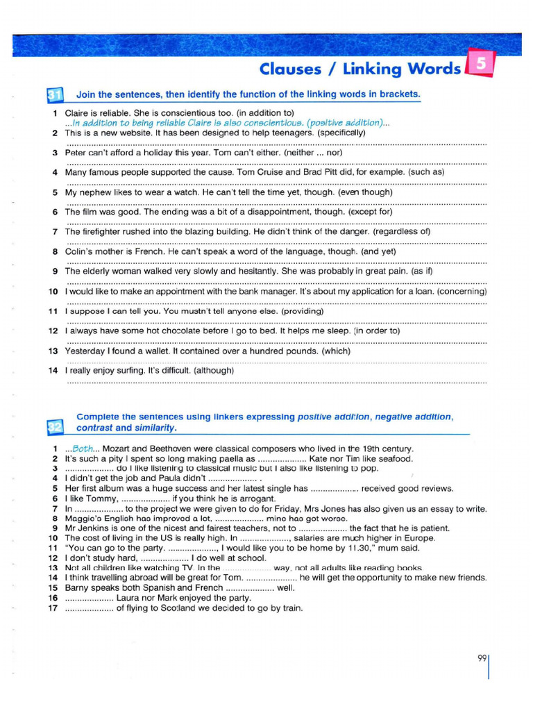 Exercises On Linking Words | PDF