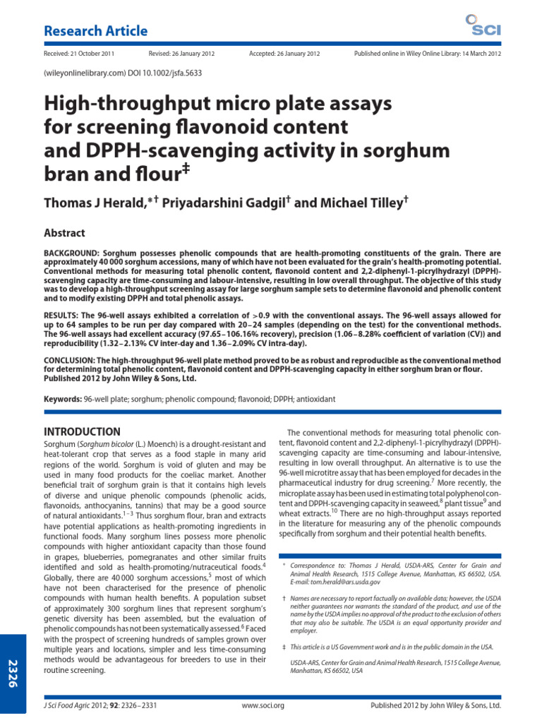 96 Well Plate DPPH, TPC and TFC | PDF | Polyphenol | High Throughput ...