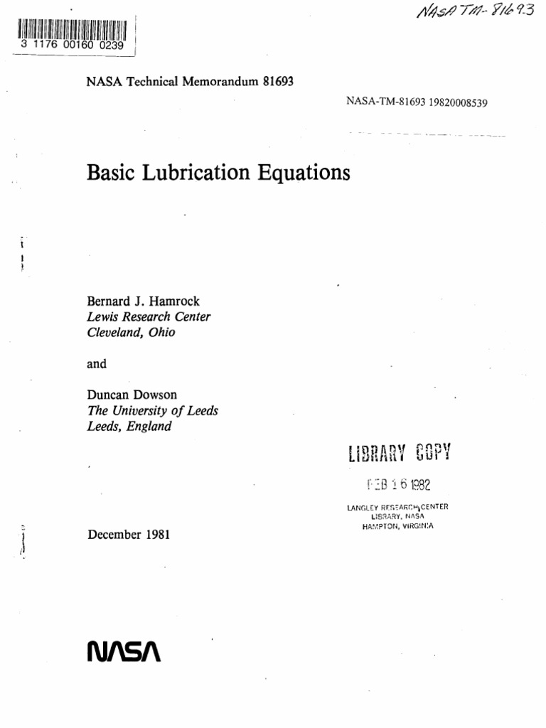 Basic Lubrication Equation | PDF | Navier–Stokes Equations | Stress ...
